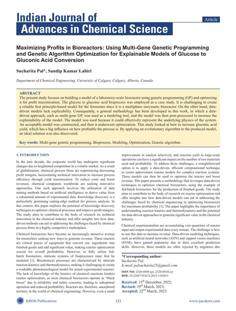 Pdf Maximizing Profits In Bioreactors Using Multi Gene Genetic