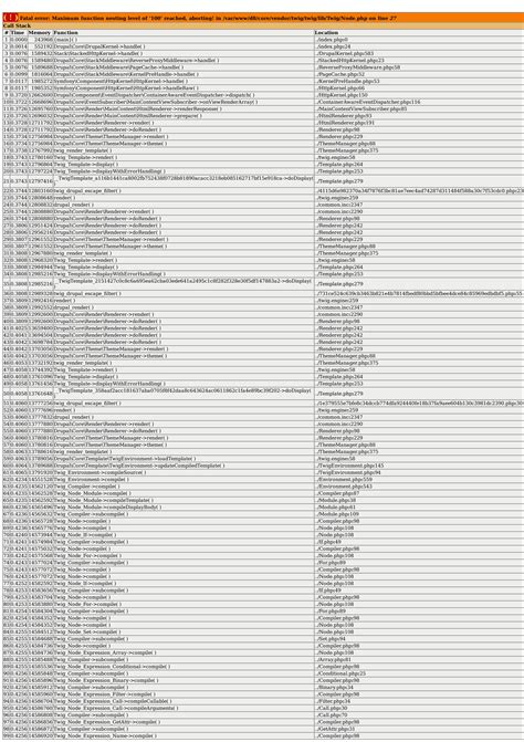Maximum Function Nesting Level Of Reached Drupal Org
