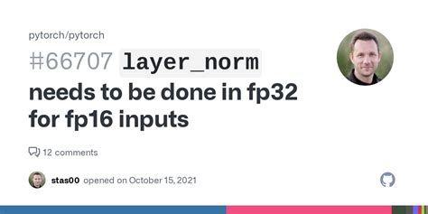 `layernorm` Needs To Be Done In Fp32 For Fp16 Inputs · Issue 66707 · Pytorchpytorch · Github