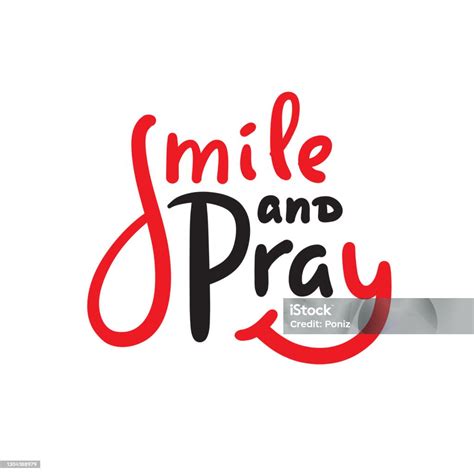 미소와 기도 동기 부여 종교적 인용영감을 손으로 그려진 아름다운 글자 영감을 주는 포스터 티셔츠 가방 컵 카드 전단지 스티커