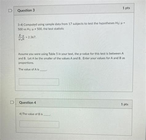 Solved 1 Computed Using Sample Data From Ten Subjects To
