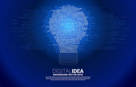 vector light bulb from one and zero binary code digit matrix style on