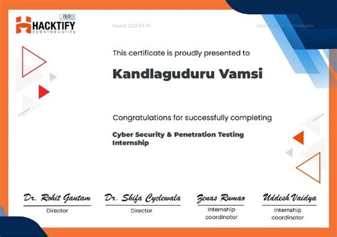 Successfully Completed 1 Month Cyber Security And Penetration Testing Vamsi K 12 Comments