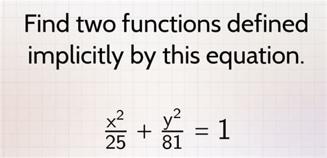 Solved Find Two Functions Definedimplicitly By This
