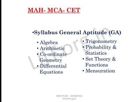 Mca Cet Mca Entrance Classes Ppt