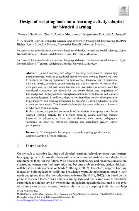 pdf design of scripting tools for a learning activity adapted for