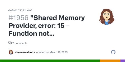 Shared Memory Provider Error 15 Function Not Supported With