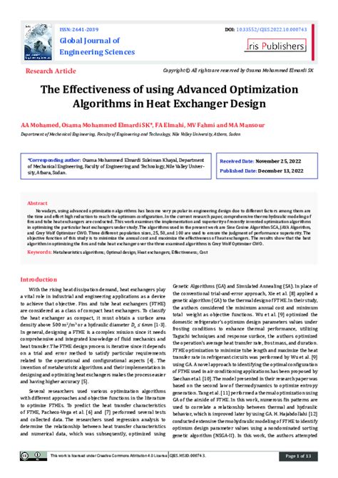 pdf the effectiveness of using advanced optimization algorithms in