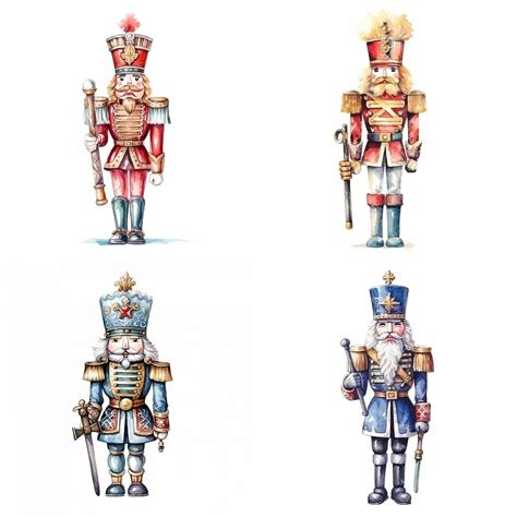 Premium Vector Vector Nutcrackers Watercolor Christmas Collection Set