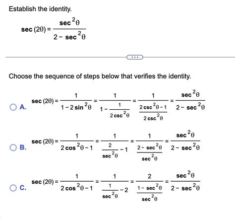 Solved Establish The Identity Sec 2 Chegg Com
