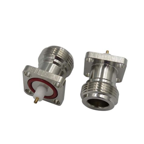Rf Coaxial N Type Female 17 5mm Square Flange Connector With Extended 5 2mm Insulator And 2 5mm