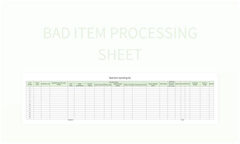 Bad Item Processing Sheet Excel Template And Google Sheets File For