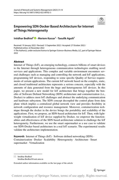 Empowering Sdn Docker Based Architecture For Internet Of Things Heterogeneity Request Pdf