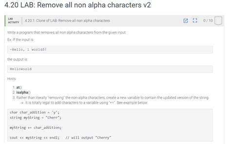 Solved 420 Lab Remove All Non Alpha Characters V2lab
