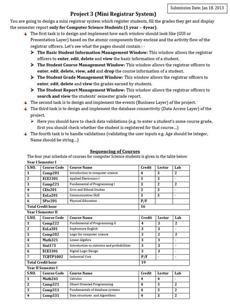 project 3 mini registrar system pdf computer programming course credit