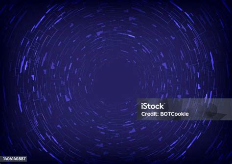 입자가있는 사이버 공간의 과학 기술 터널 회색 화면에 Hud 원 인피니티 포털 게이트 및 순간 이동 미래 기하학적 모양 추상적