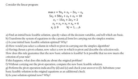 Solved Consider The Linear Program Chegg