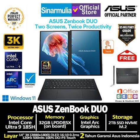 Promo Asus Zenbook Duo Ux Ma Intel Ultra H Tb Ssd Gb Arc K Oled Hz Touch Win
