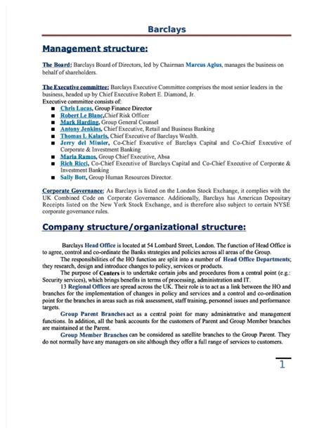 Barclays Management Structure And Strategies Pdf Barclays Dividend