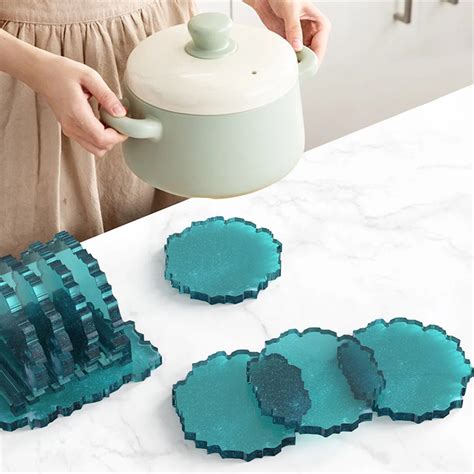 코스터 실리콘 몰드 에폭시 수지 실리콘 클레이 금형 Diy 스토리지 주방 안티 Scald 단열 패드 금형 홈 장식 만들기