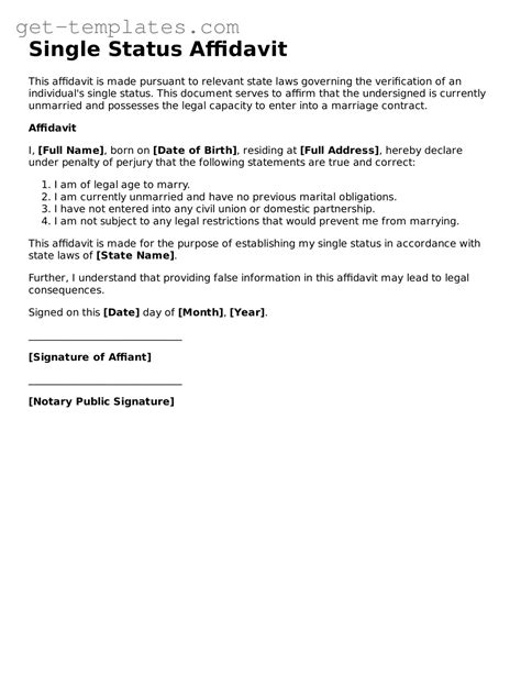 Make A Valid Single Status Affidavit Using Our Printable Template