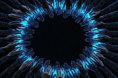 Abstract Digital Vortex Of Blue Light Symbolizing The Concept Of Cyberspace Data Flow And The