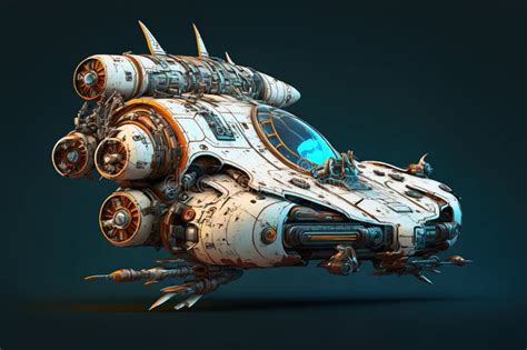 Wondrous Futuristic Small Sci Fi Space Racer With Engine For Space Racing Stock Illustration