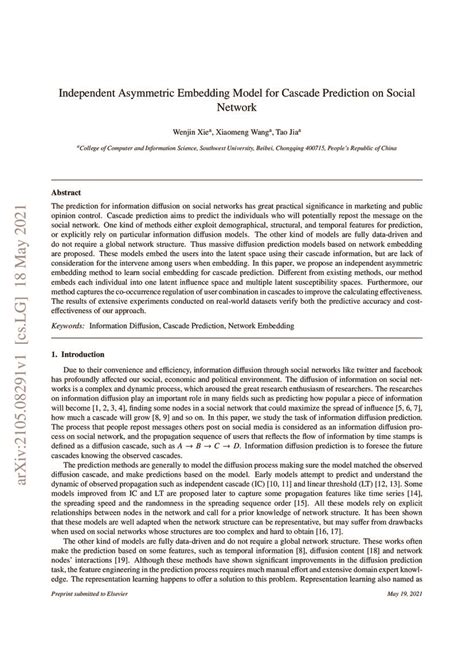 Independent Asymmetric Embedding Model For Cascade Prediction On Social