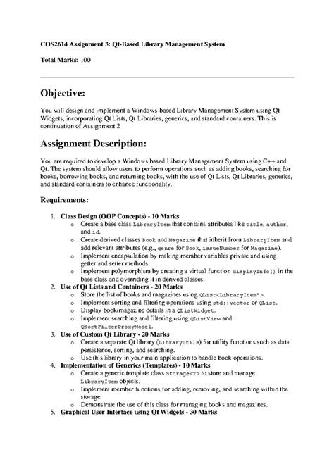 Cos2614 Assignment 3 Designing A Qt Based Library Management System
