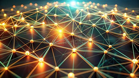 Abstract Geometric Shapes Emerge From A Dark Canvas Illuminated By A Network Of Glowing Nodes