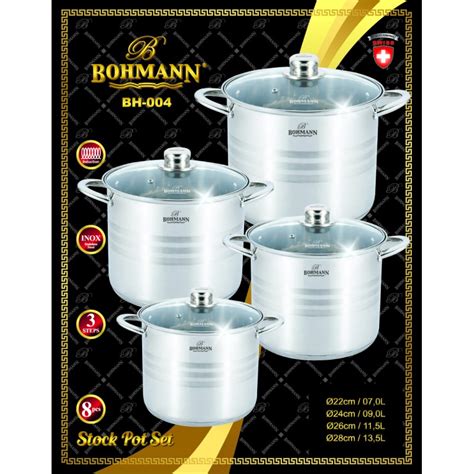 Set Oale Inox 8 Piese Bohmann 7l 9l 11 5l 13 5l Cu Capace Din