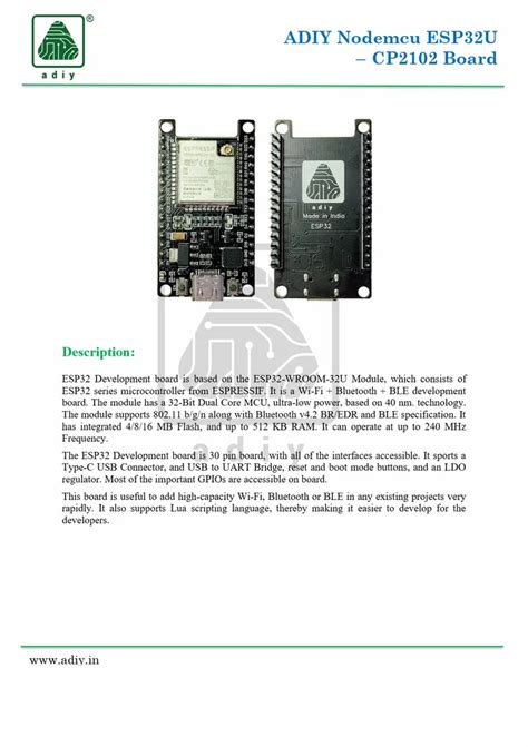 Adiy Nodemcu Esp32u Cp2102 Board At Best Price In Mumbai By Rajguru Electronics I Private