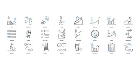 Pasos íconos Colocar Conjunto De Editable Carrera Iconosvector