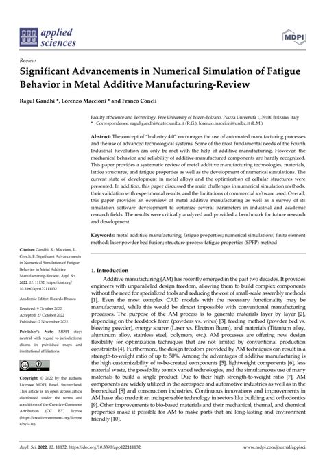 Pdf Significant Advancements In Numerical Simulation Of Fatigue Behavior In Metal Additive