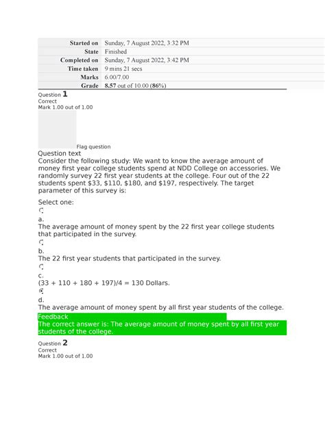 Math 1280 01 Ay2022 T5 Self Quiz Unit 8 Started On Sunday 7 August 2022 3 32 Pm State