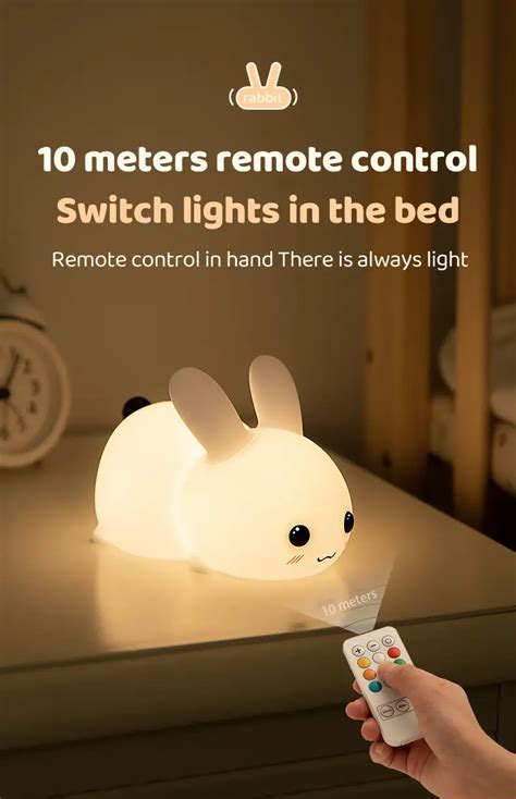 1pc Lámpara Conejito Lindo Silicona Luz Nocturna Recargable Temu Chile