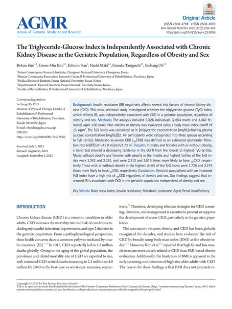 Pdf The Triglyceride Glucose Index Is Independently Associated With