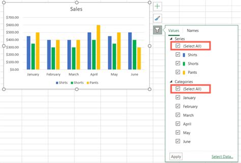 so wenden sie einen filter auf ein diagramm in microsoft excel an