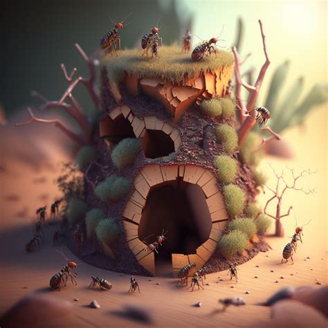 Premium Ai Image An Ant Colony Constructing Its Nest Ai