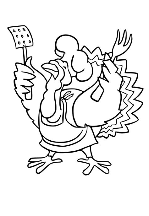 Free Printable Turkey Cooking Coloring Page Sheet And Picture For