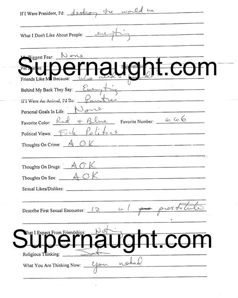 Richard Ramirez Signed Questionnaire Supernaught