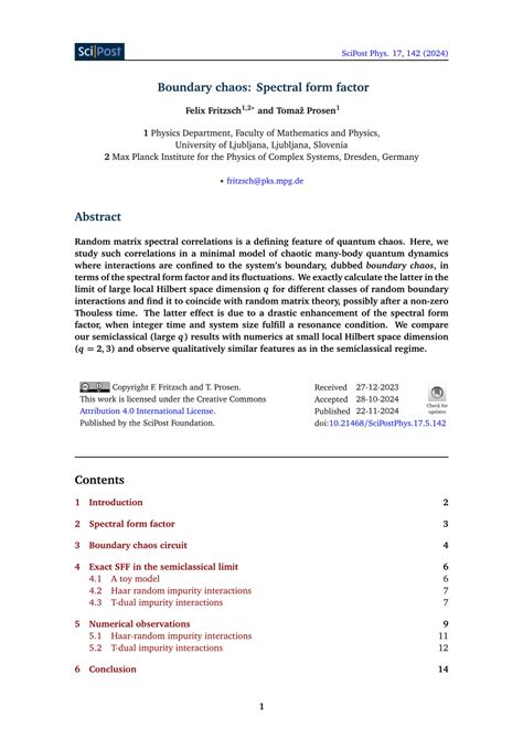 Pdf Boundary Chaos Spectral Form Factor