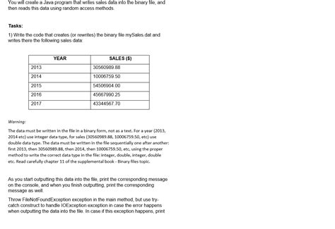 Solved You Will Create A Java Program That Writes Sales Data Chegg Com