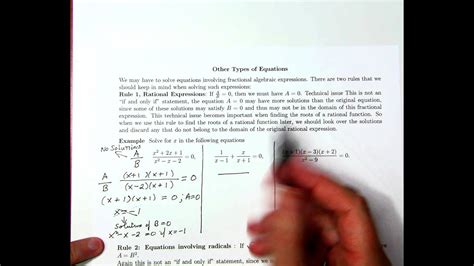 Precalculus Lecture 5 Part 7 Solving Rational Equation Youtube
