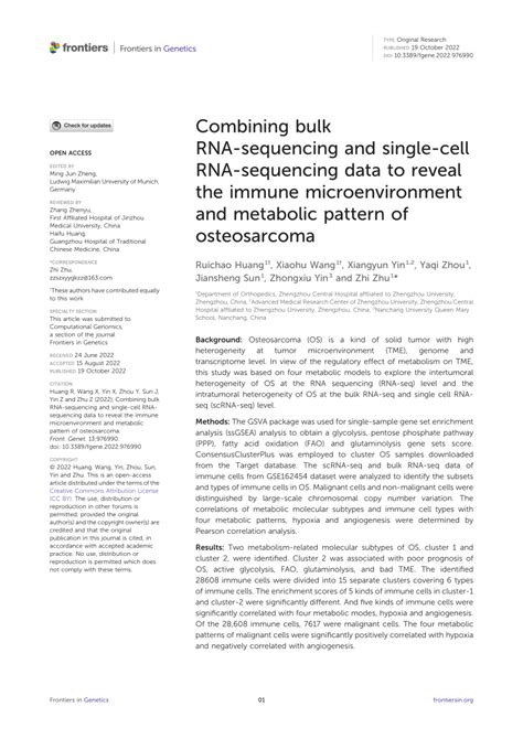 Pdf Combining Bulk Rna Sequencing And Single Cell Rna Sequencing Data To Reveal The Immune