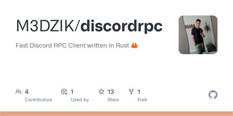 discordrpc cargo toml at main · m3dzik discordrpc · github