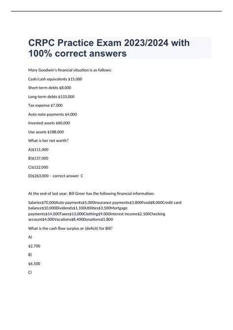 Crpc Practice Exam 2023 2024 With 100 Correct Answers Crpcn Stuvia Us