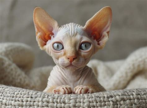 Hairless Cat With Big Ears Sphynx Cat Premium Ai Generated Image