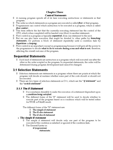 sequential statements chapter three control statements pdf control flow computer program