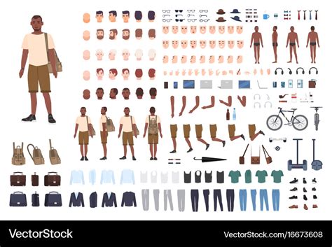 Young Guy Character Constructor Adult Male Vector Image